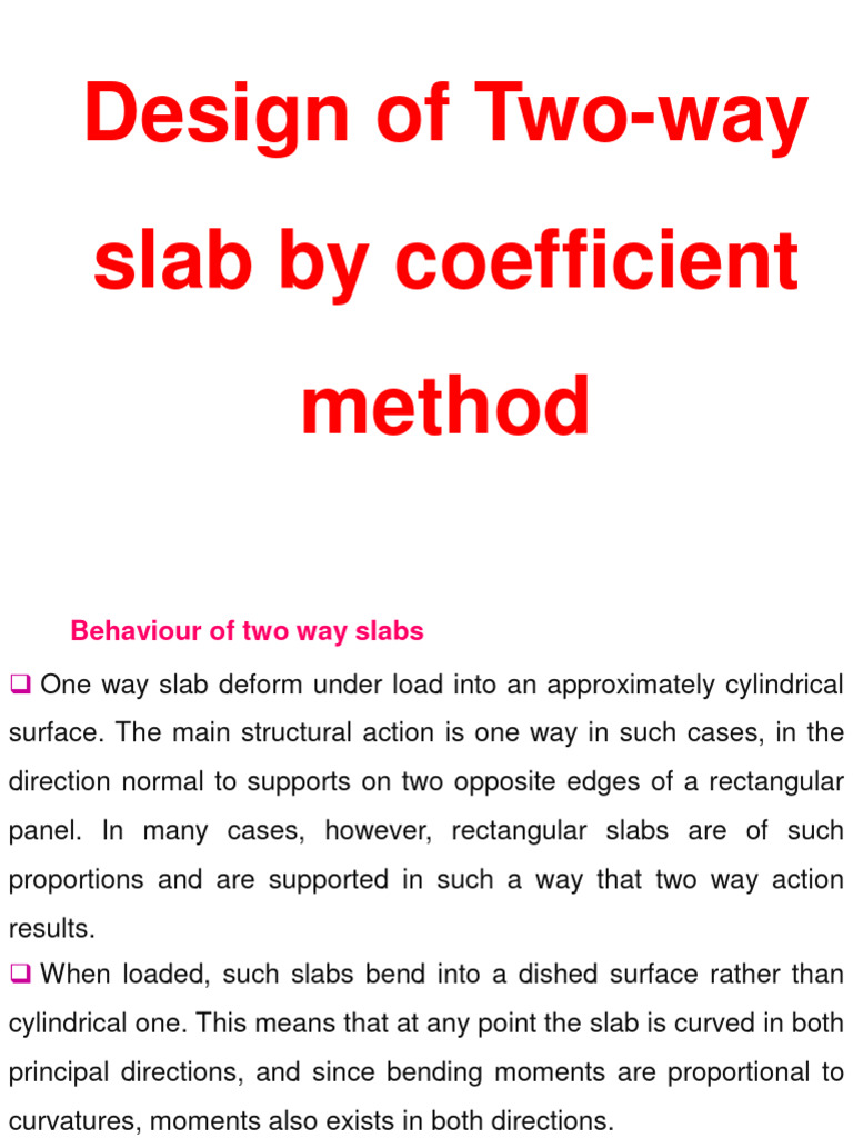 Two Way Slab (By Coefficients) | PDF | Beam (Structure) | Bending