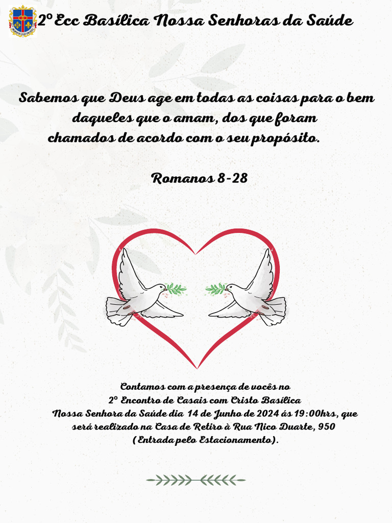 Convite Ecc Visitaçaõ 4 Dias Antes | PDF