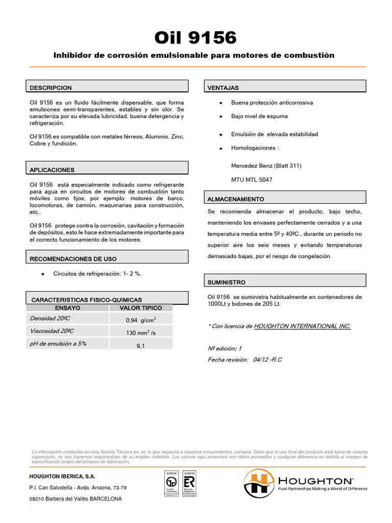 FT HG Oil 9156 | PDF | Materiales | Química