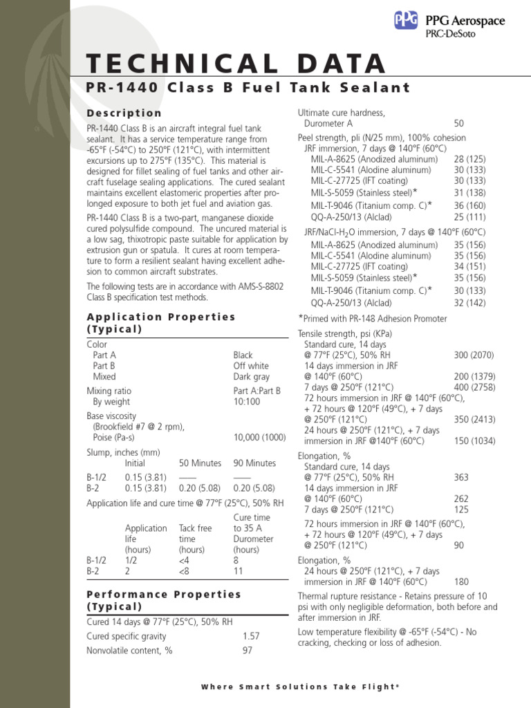 PR - 1440 - Class - B TDS | PDF | Chemical Substances | Materials Science