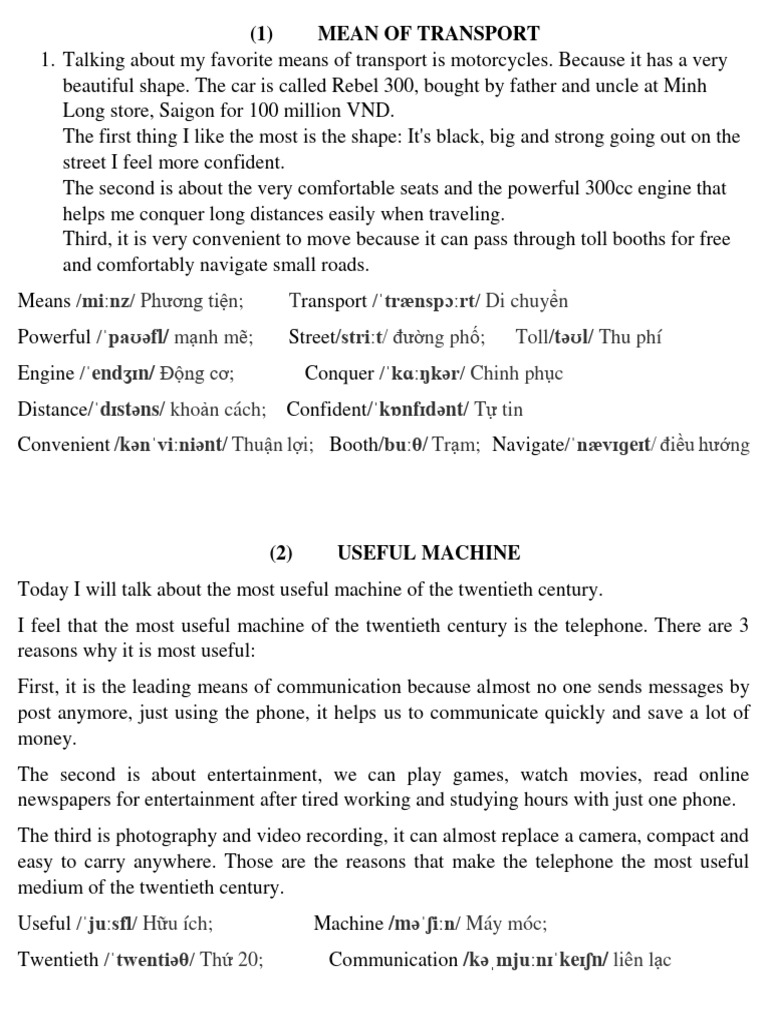 5 Topic Speaking B1 - VHU2.4.6 | PDF