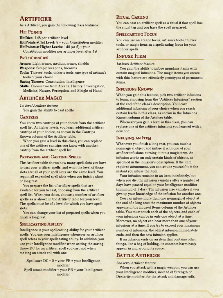 Revised Artificer | PDF