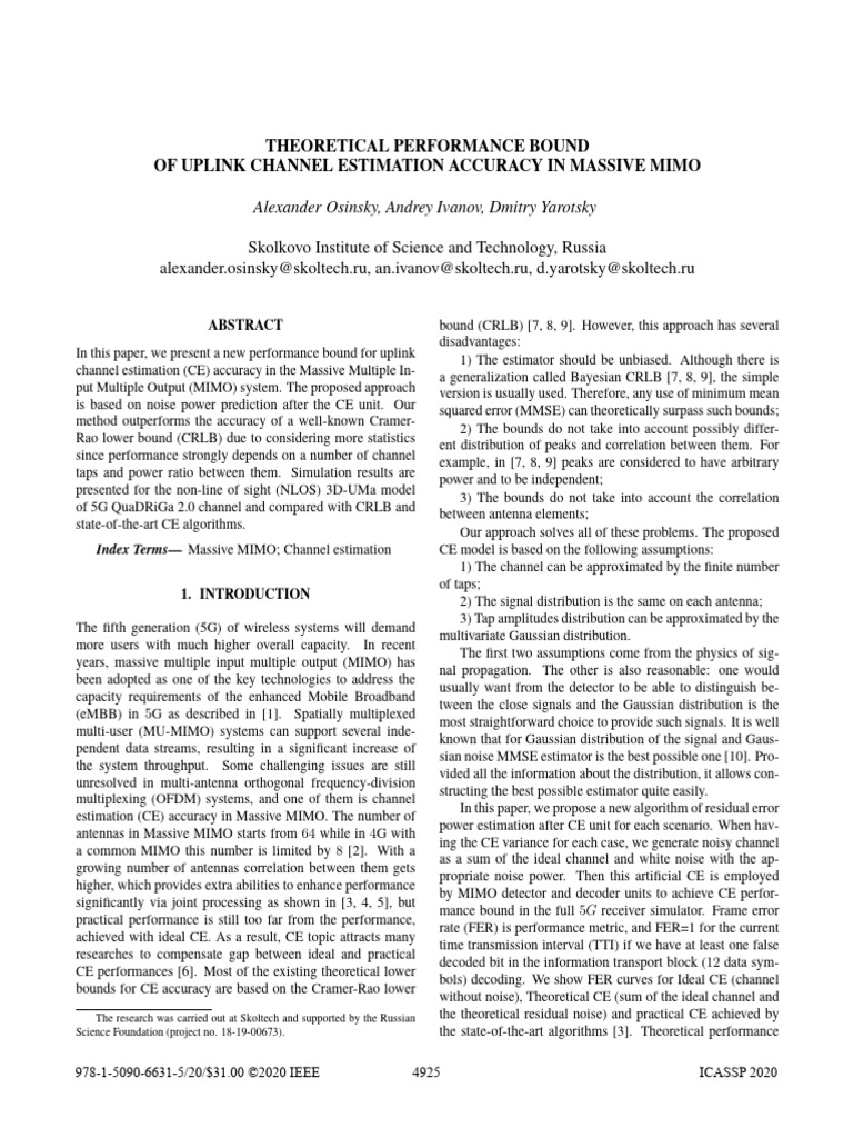 2020 Theoretical Performance Bound | PDF | Mimo | Telecommunications