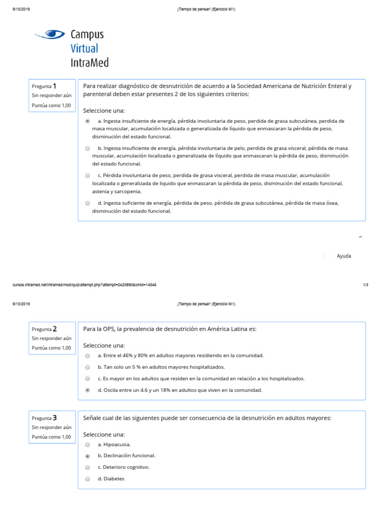 ¡Tiempo de pensar! (Ejercicio M1) | PDF | Pérdida de peso | Cuidado de la salud