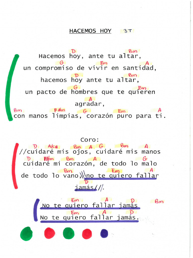 coros con letras y acordes cristianos | PDF