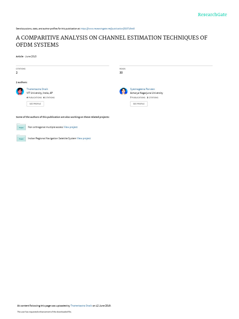 A Comparitive Analysis On Channel Estimation Techniques of Ofdm Systems ...