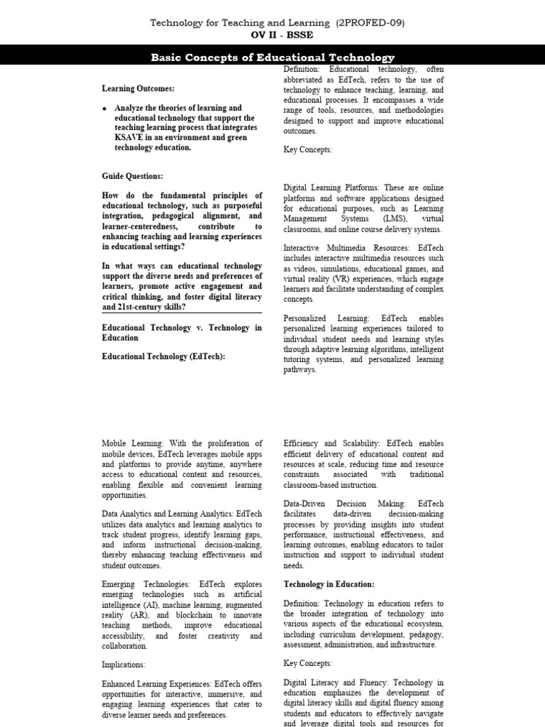 Module 1 - Basic Concepts of Educational Technology | PDF | Educational Technology | Learning