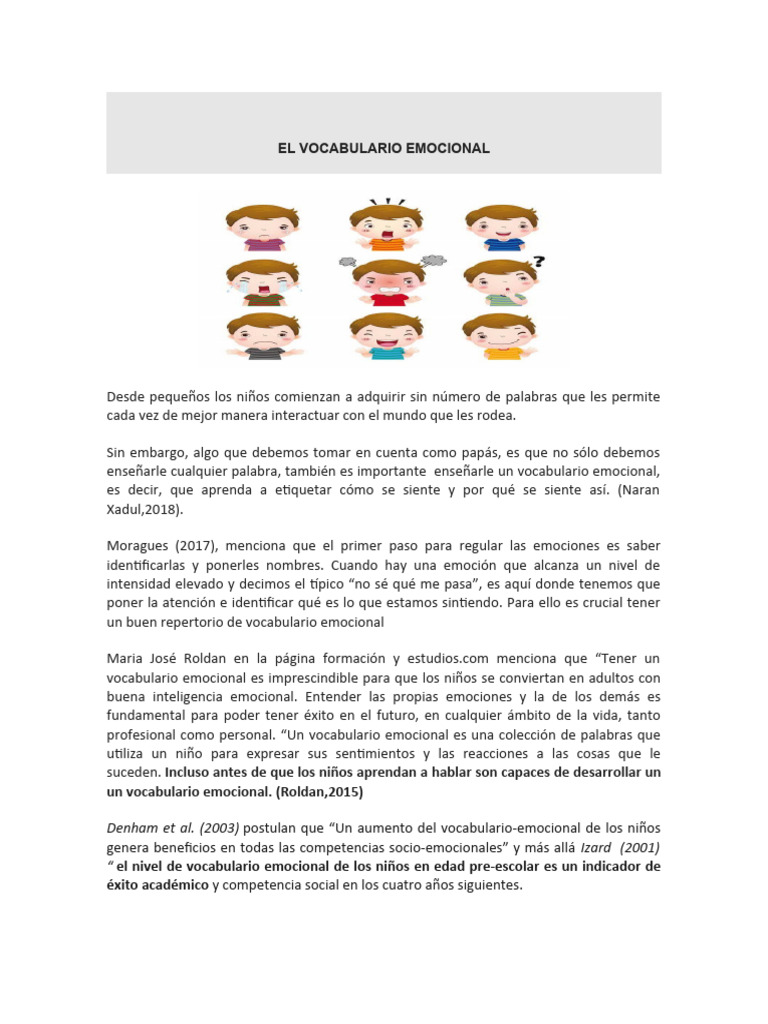 Vocabulario Emocional 24 | PDF | Las emociones | Sicología