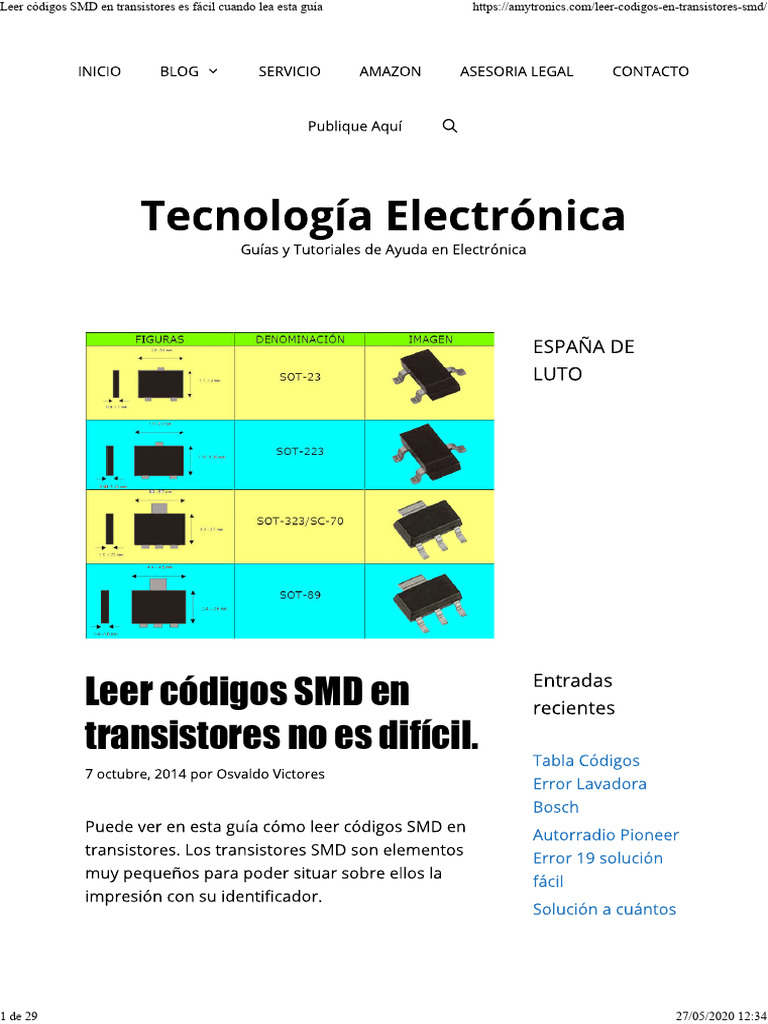 Leer códigos SMD en transistores es fácil cuando lea esta guía | PDF