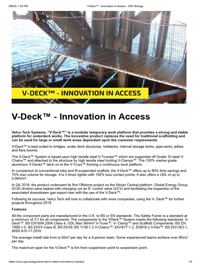 V-Deck™ - Innovation in Access - OGV Energy | PDF | Scaffolding