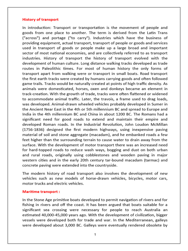 History of Transport | PDF | Transport | Canal