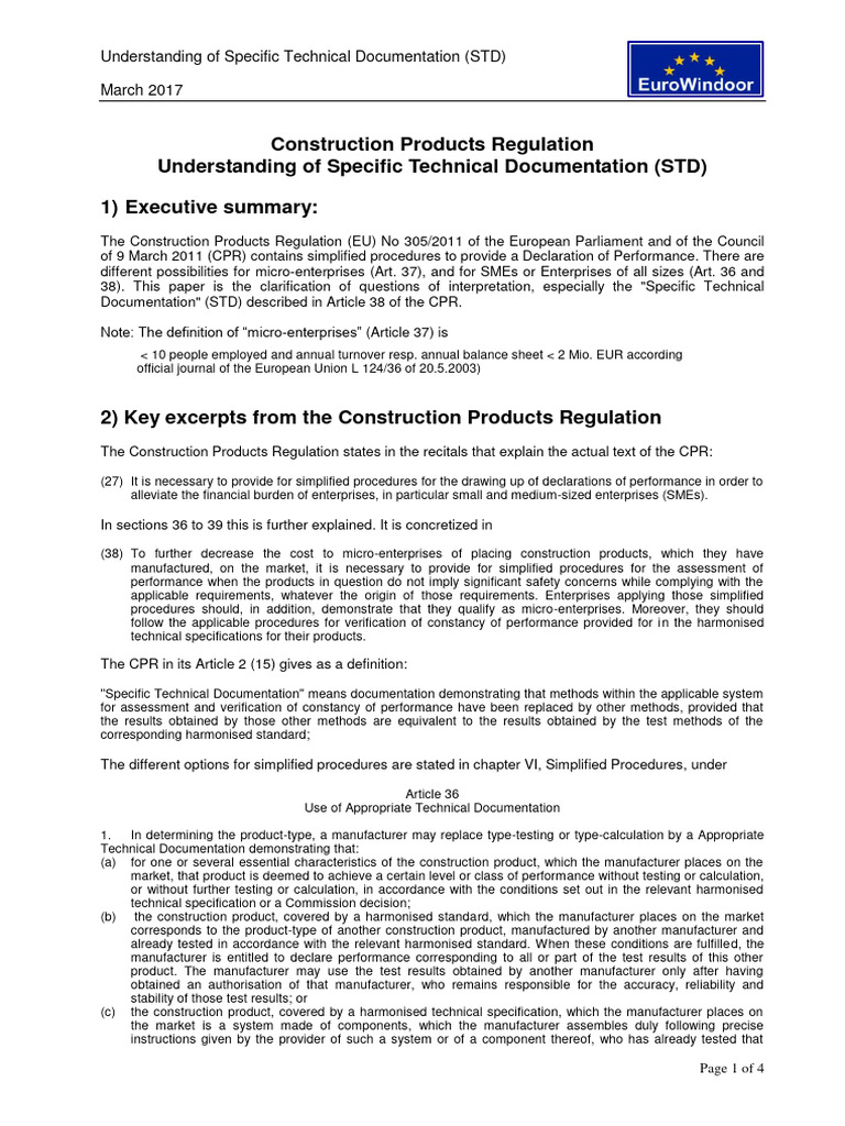 EuroWindoor Understanding of STD 1703 | PDF | European Union | Government