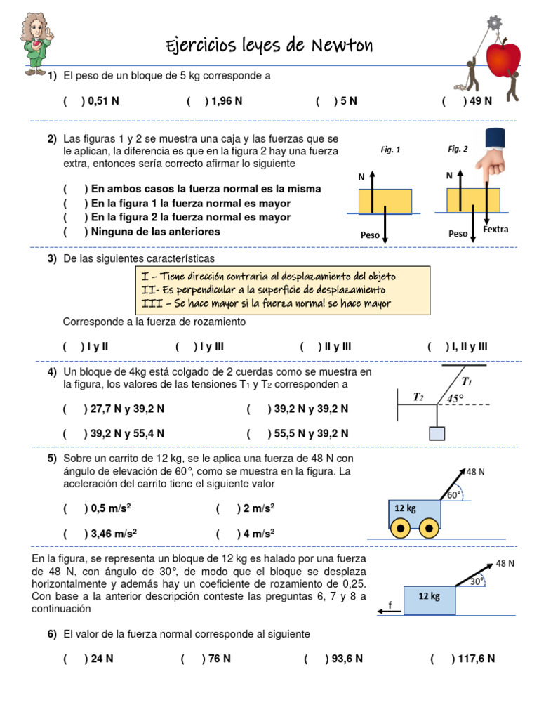 02-Ejercicios leyes de Newton | PDF | Cantidades fisicas | Ciencias fisicas