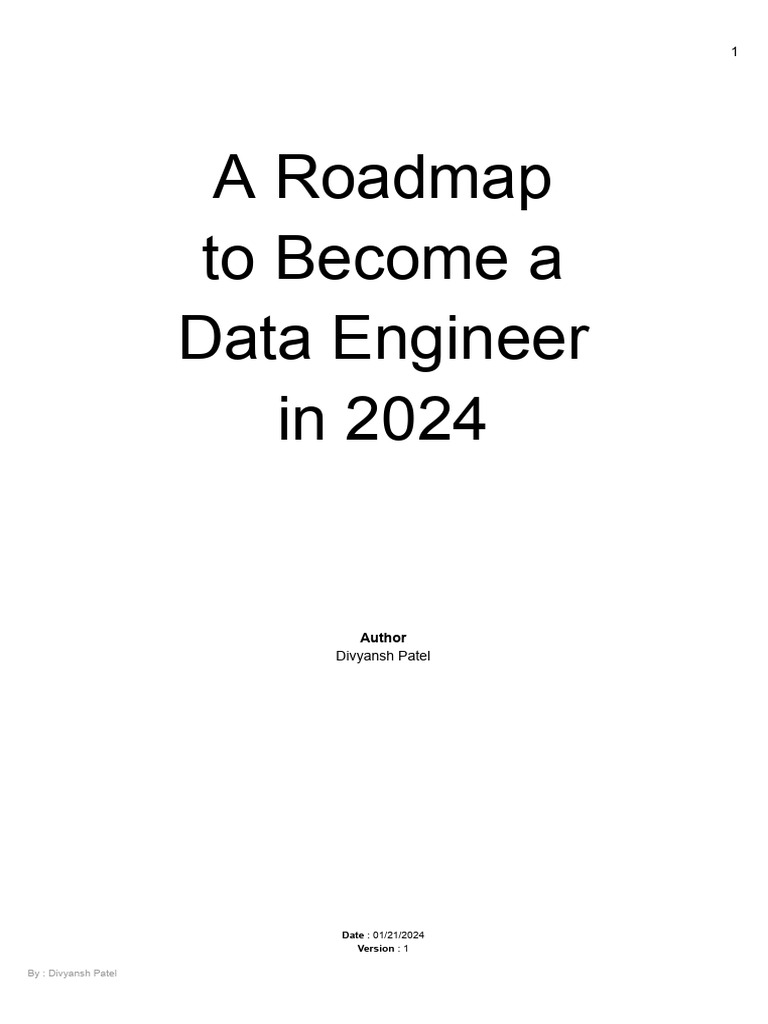 Roadmap To Become Data Engineer in 2024 | PDF | Apache Hadoop | No Sql