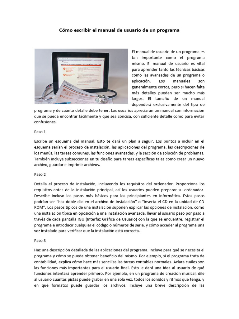 Cómo escribir el manual de usuario de un programa | Descargar gratis PDF | Programa de ...
