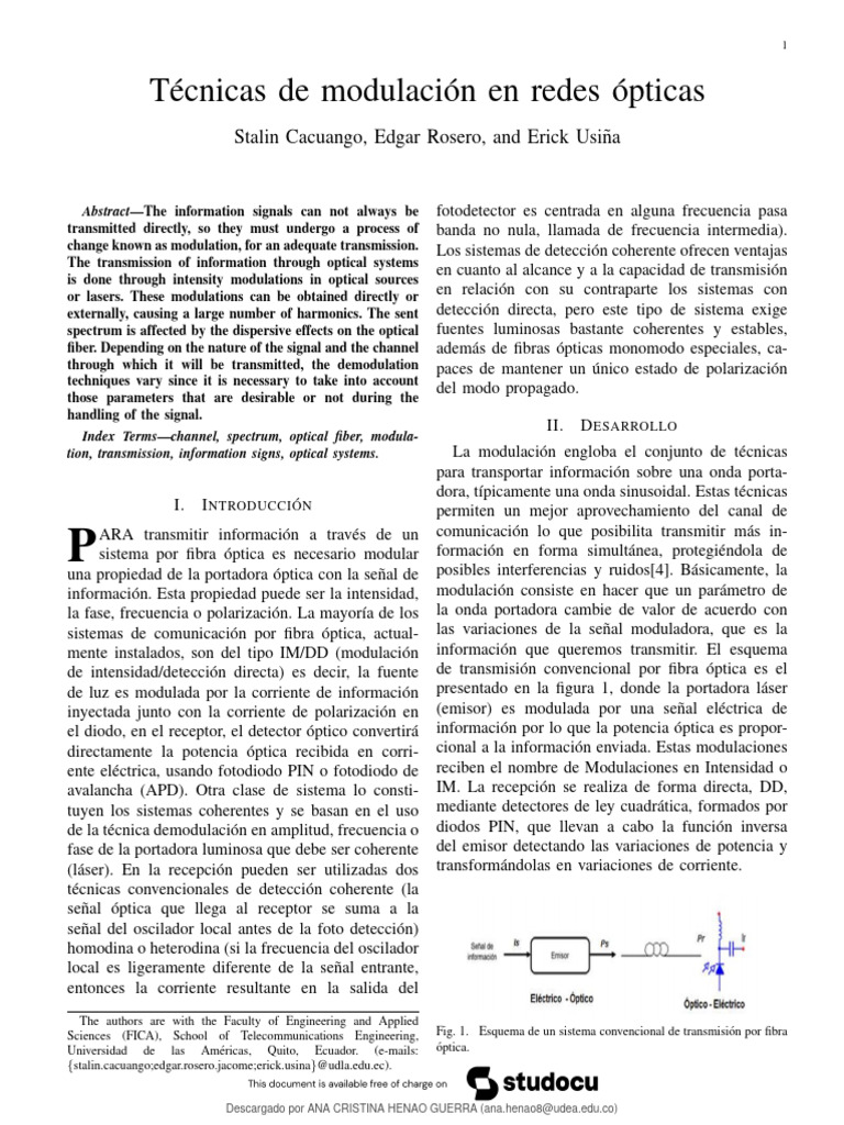 Modulación en Redes Ópticas | PDF | Modulación | Óptica