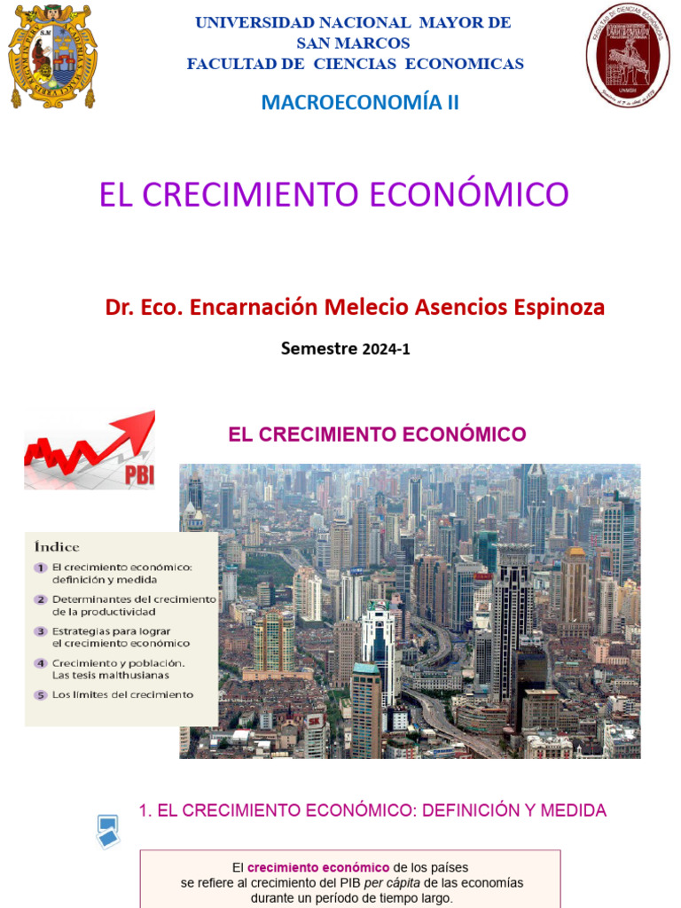 El Crecimiento Economico Fce Unmsm 2024-1 | PDF | Crecimiento económico ...