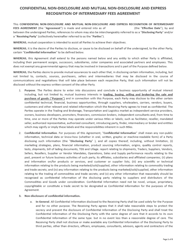 NCNDA English | Download Free PDF | Non Disclosure Agreement | Legal Remedy