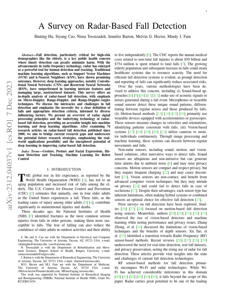 Radar-Based Fall Detection Survey | PDF | Machine Learning | Radar