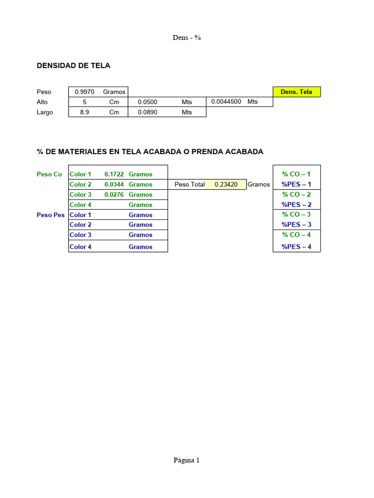 Formulas Textiles | Descargar gratis PDF | Textiles | Industria textil