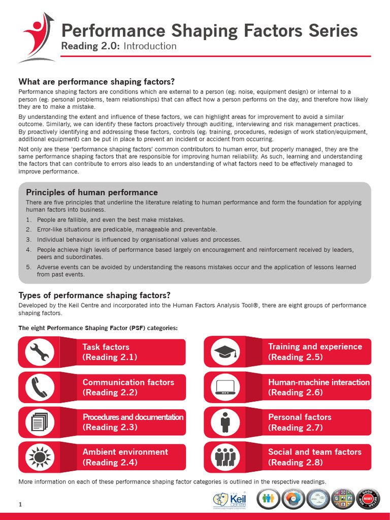 2-0 Performance Shaping Factors | PDF | Reliability Engineering ...