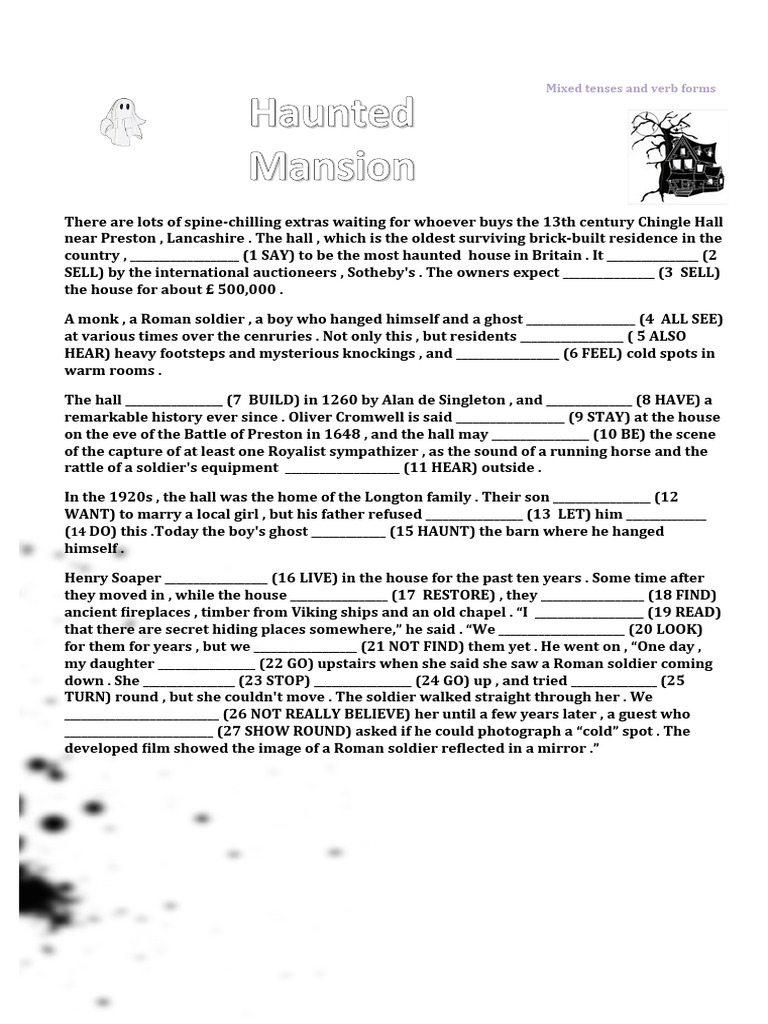 NARRATIVE TENSES Haunted-Mansion | PDF | Art