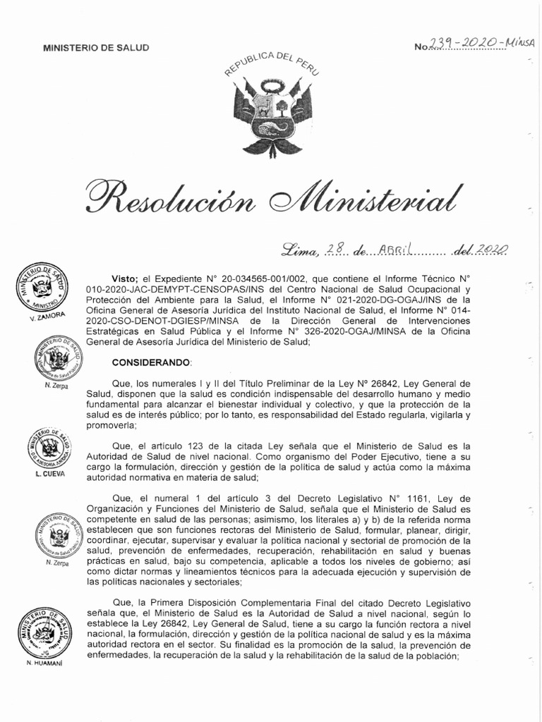 RM 239-2020-Minsa y Anexo PDF | PDF