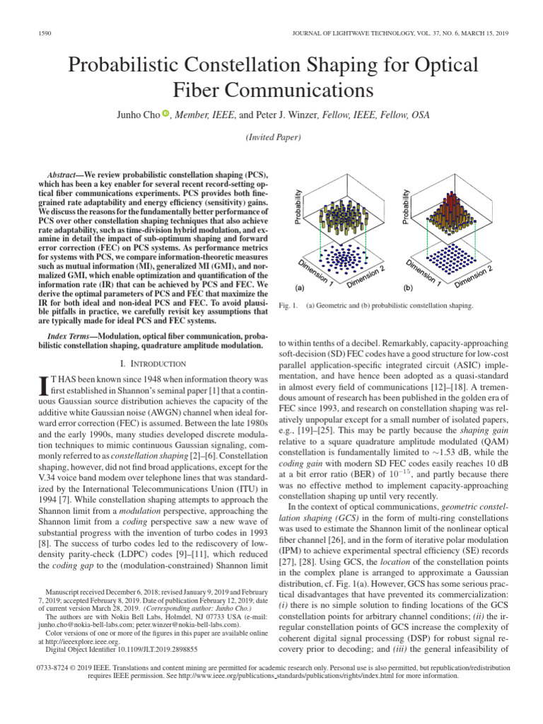 Prob Shaping | PDF | Signal To Noise Ratio | Fiber Optic Communication