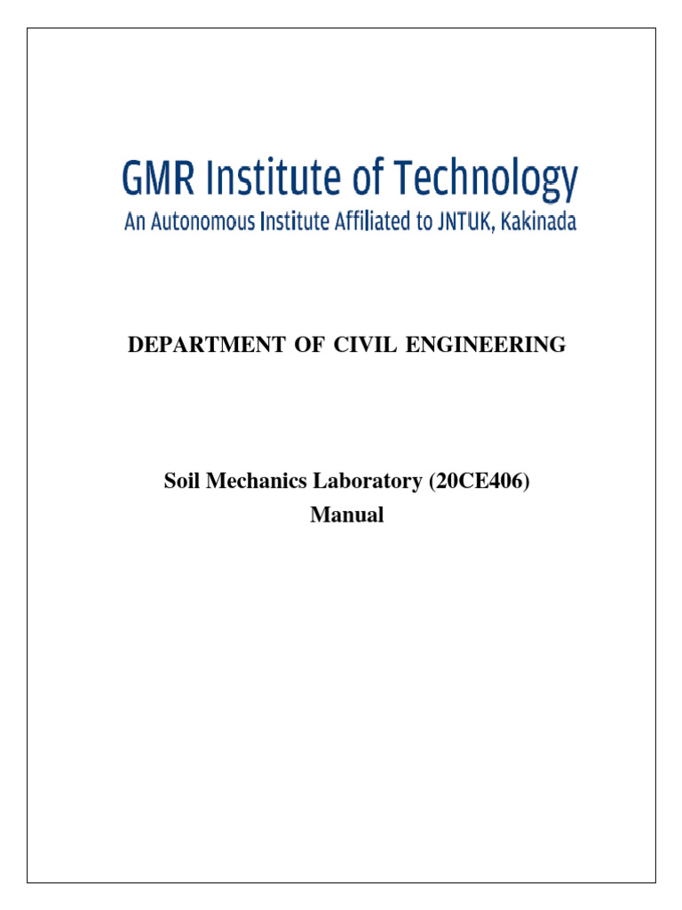 Soil Mech Lab Manual | PDF | Soil Mechanics | Particle Size Distribution