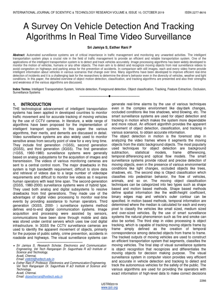 A Survey On Vehicle Detection and Tracking Algorithms in Real Time ...