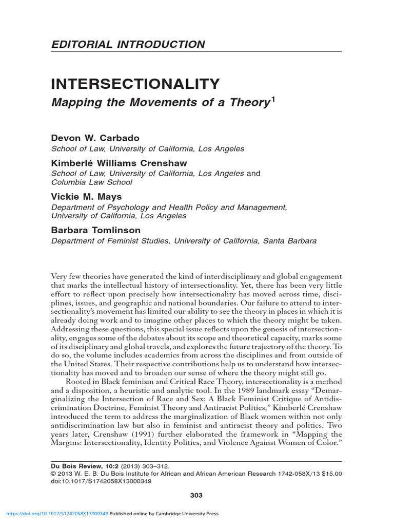 2013 Carbado Et Al Intersectionality-Mapping-The-Movements-Of-A-Theory1 | PDF ...