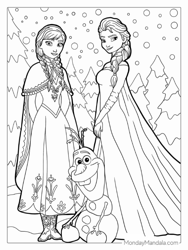 Olaf-Elsa-And-Anna-Coloring-Page-For-Kids | PDF