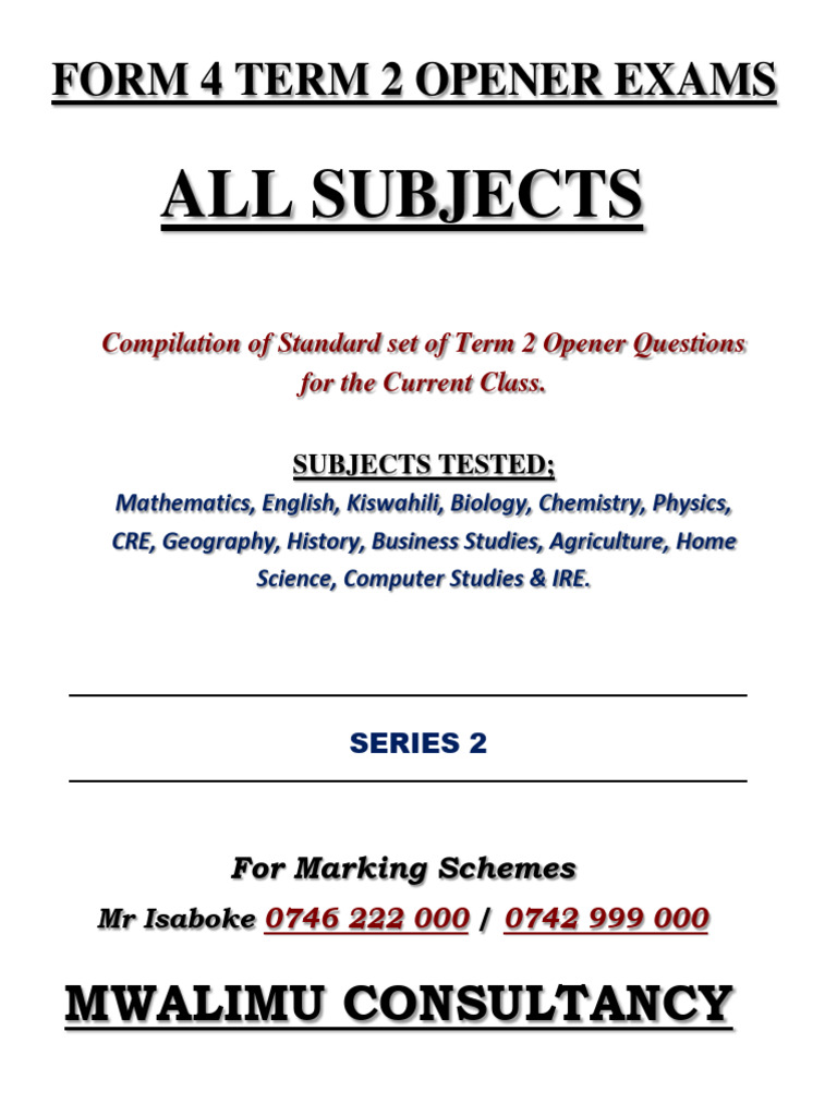 Form 4 Term 2 Opener Exams Series 2 | PDF | Kenya | Israelites