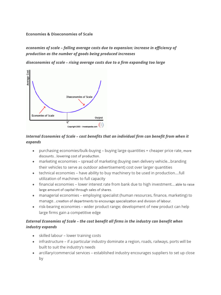 Economies and Diseconomies of Scale Explained | PDF | Business