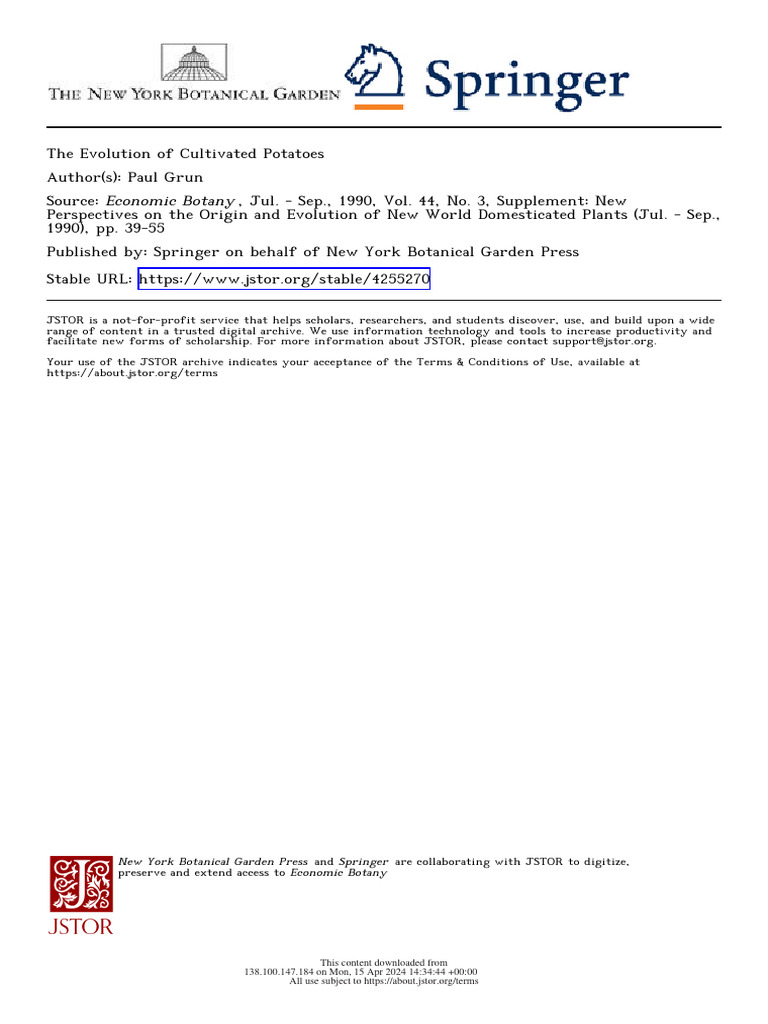 Potato Evolution for Botanists | PDF | Ploidy | Potato