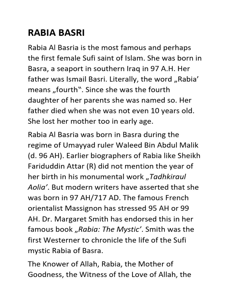 Rabia Basri | PDF | Sufism | Love