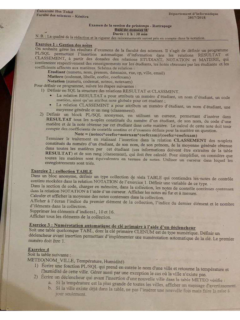 Data Base Examens | PDF