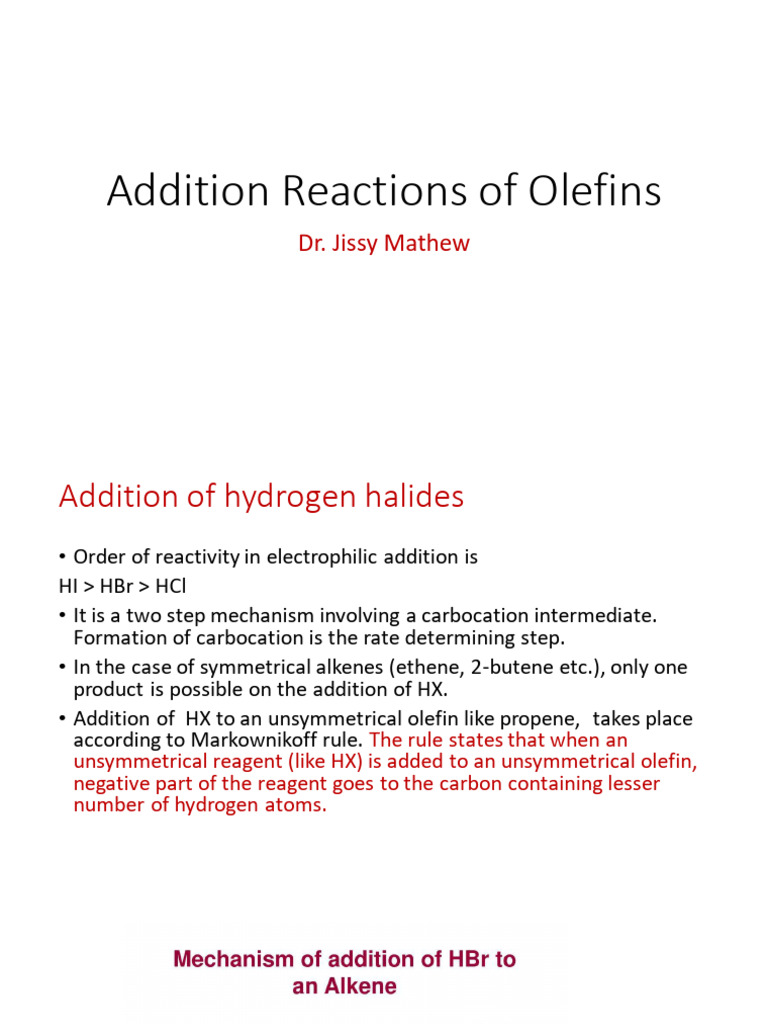 Addition Reactions of Alkenes Explained | PDF | Alkene | Chemical Reactions
