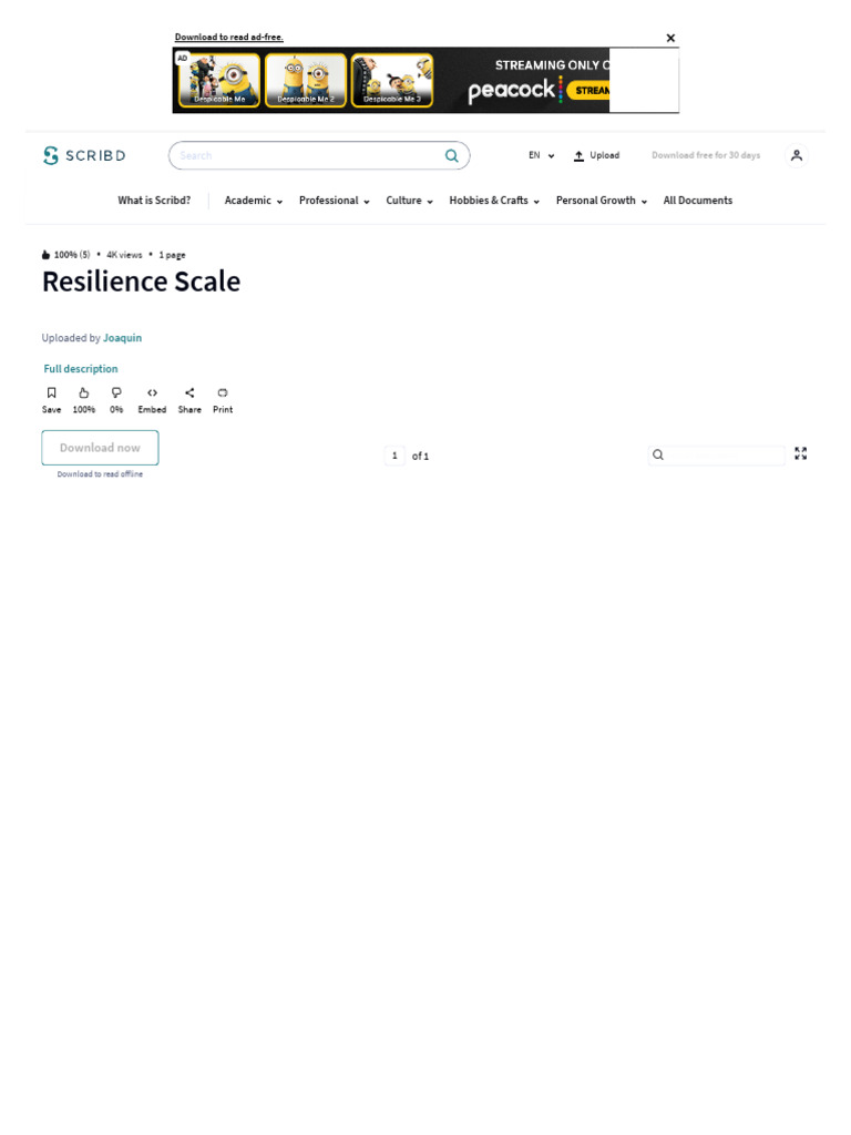 Resilience Scale | PDF | Scribd