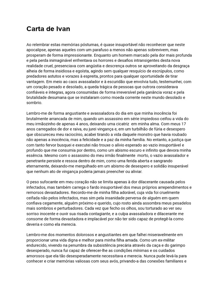 Carta_de_Ivan.docx (2) | Download grátis PDF | Dor