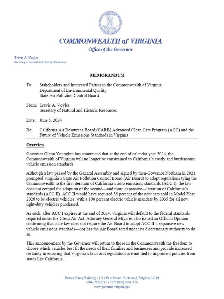 Memorandum: Travis A. Voyles | PDF | Clean Air Act (United States ...