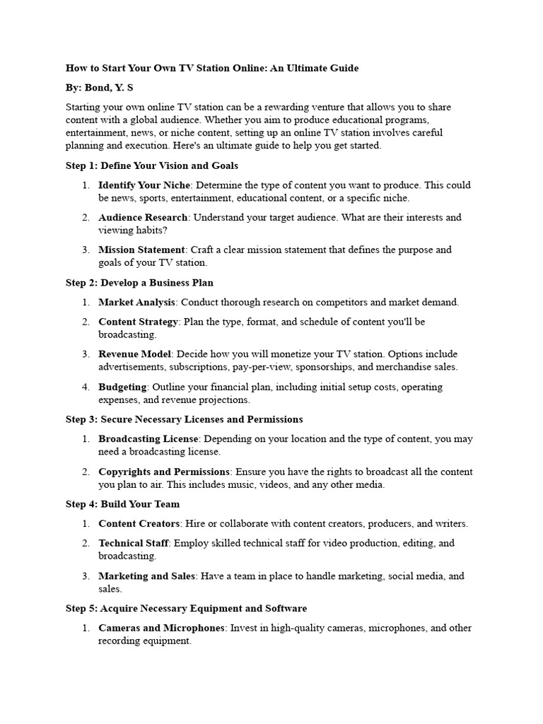 How To Start Your Own TV Station Online | PDF | Streaming Media ...