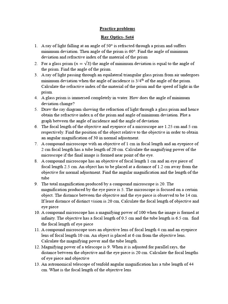 Chapter 9 - Problem Set-4 | PDF | Optics | Electromagnetic Radiation