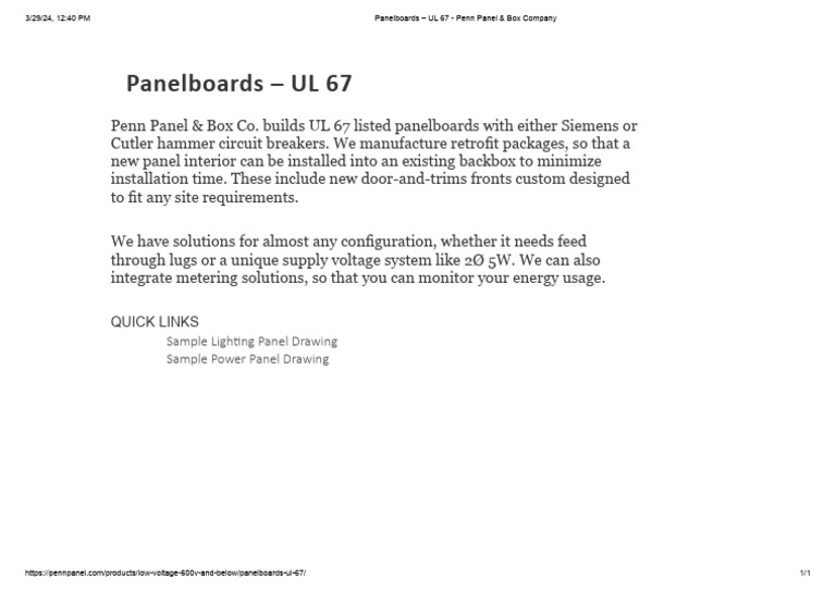 Panelboards - UL 67 | PDF | Computers