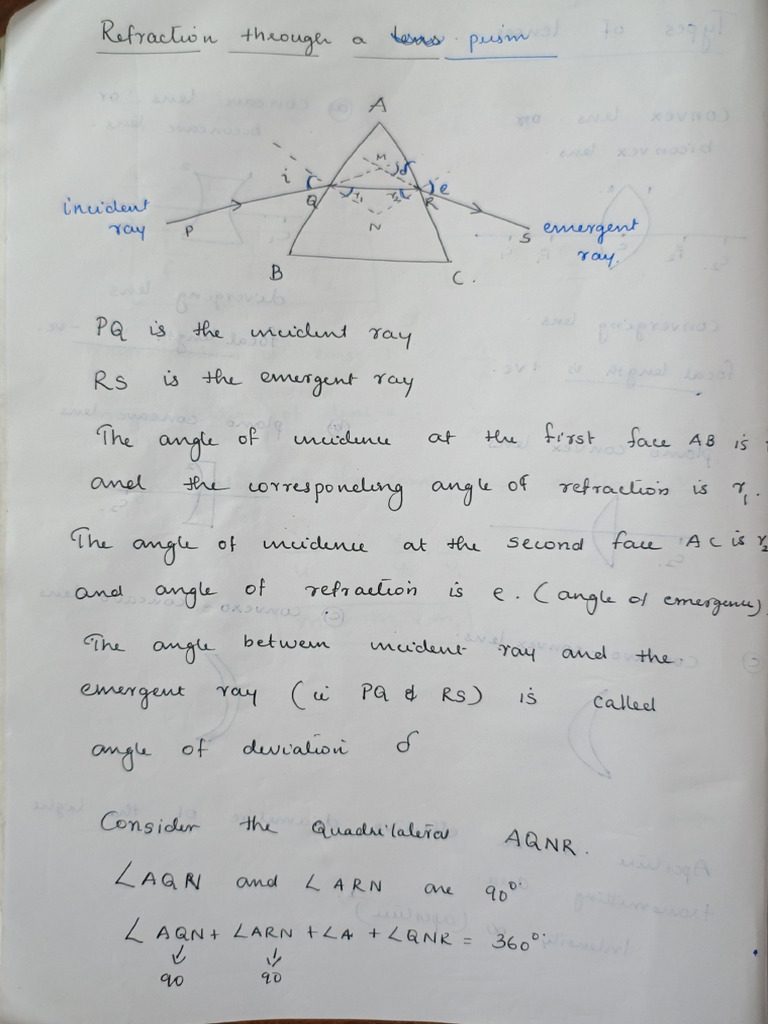 Refraction Through a prism | PDF