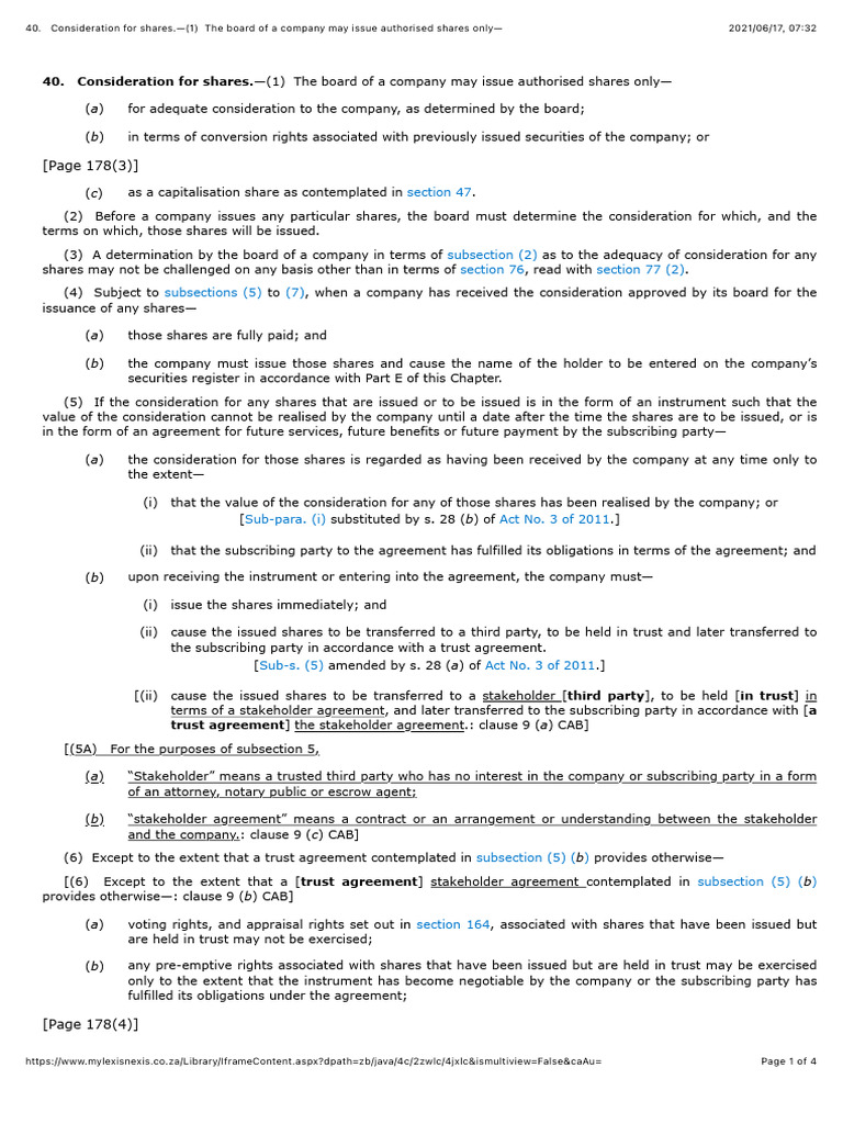 Consideration for Issuing Shares Explained | PDF | Consideration | Deed
