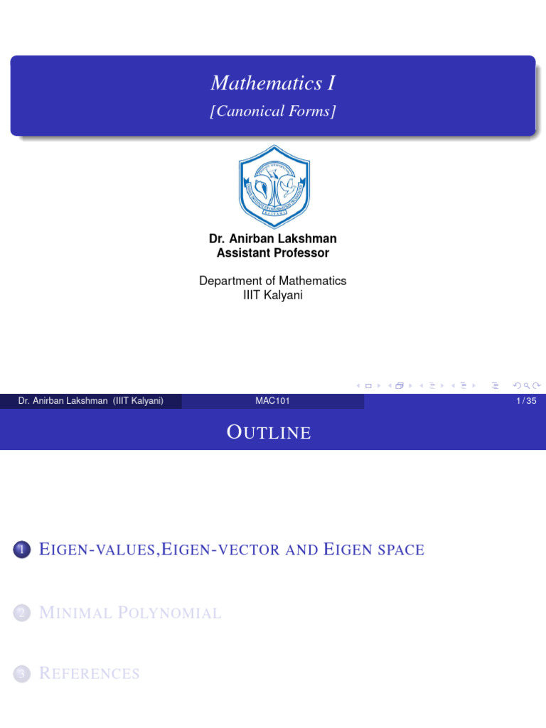 Canonical_Form_1 | PDF | Eigenvalues And Eigenvectors | Mathematics