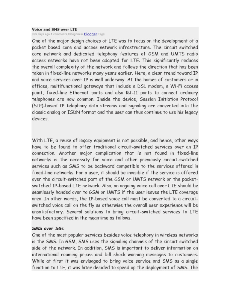 Voice and Sms Over Lte Emerson Eduardo Rodrigues | PDF | Ip Multimedia ...