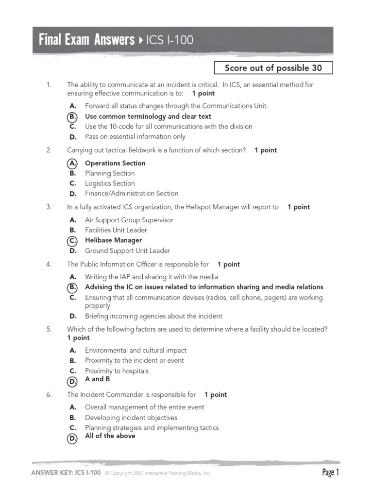Exam_Answers | PDF | Incident Command System | Fires