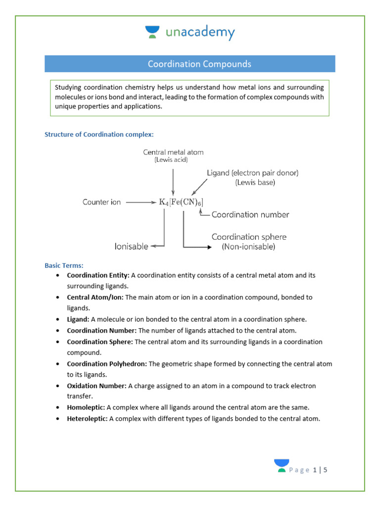 Coordination Compounds | PDF | Coordination Complex | Ligand